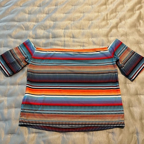 adidas | Tops | Adidas Off The Shoulder Multi Colored Crop Top | Poshmark